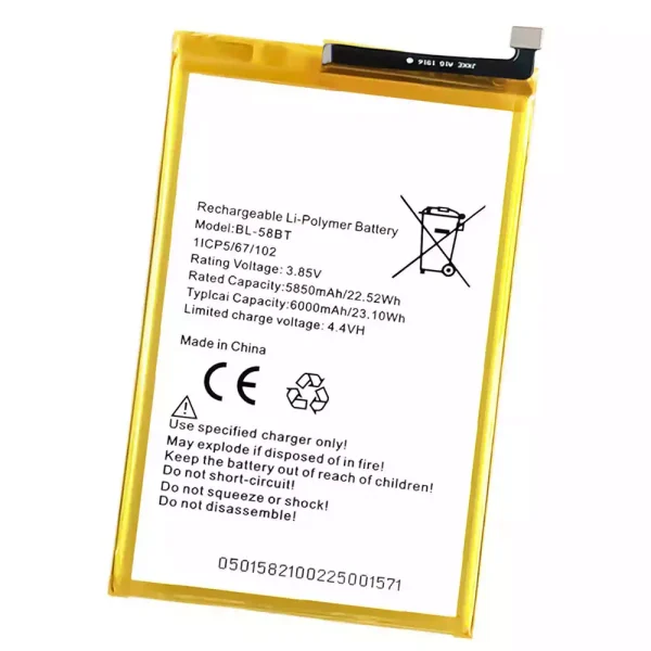 バッテリー BL-58BT 対応 Tecno Pouvoir 4 / Pouvoir 4 Pro/ Spark 6 Air / Spark ...