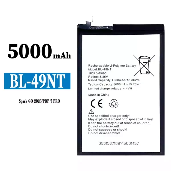 バッテリー BL-49NT 対応 Tecno Spark GO 2023/POP 7 PRO - denchipro.com